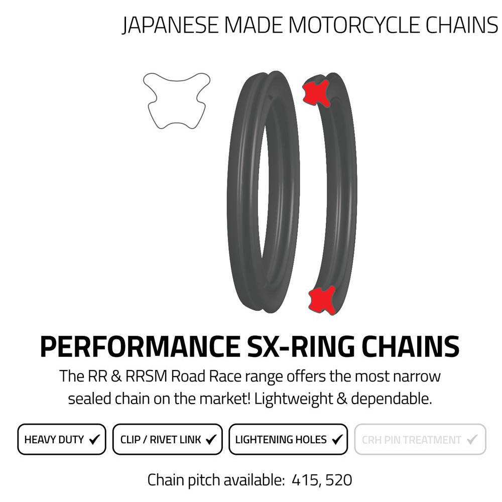 EK Chains 415 Heavy Duty Orange 130L Race Chain at MXstore