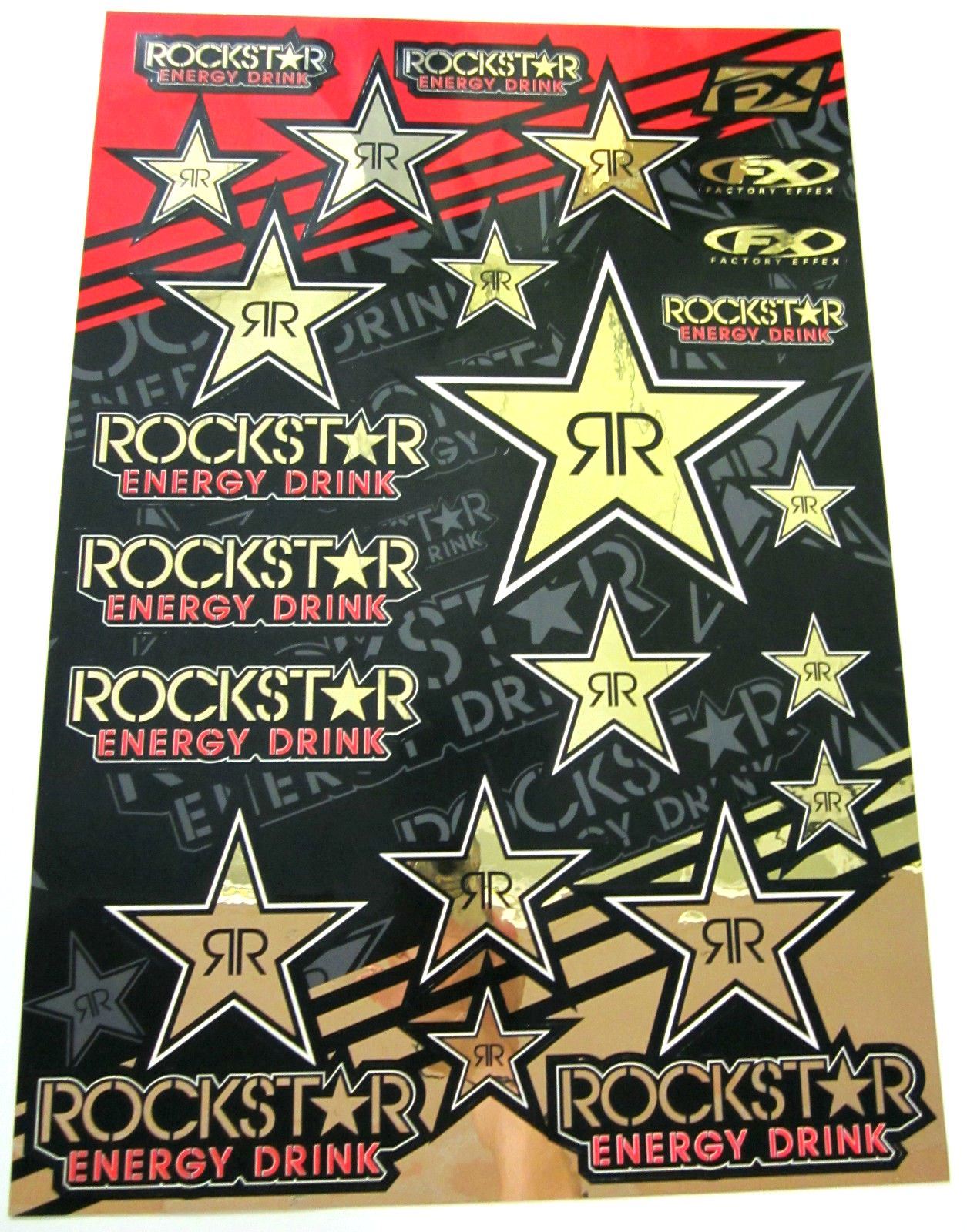 FX Rockstar Energy Gold Chrome Sticker Sheet - Factory Effex