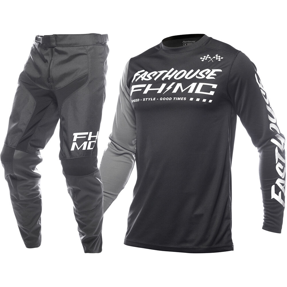 Fasthouse 2025 Carbon Method Black/Grey Kids Gear Set at MXstore