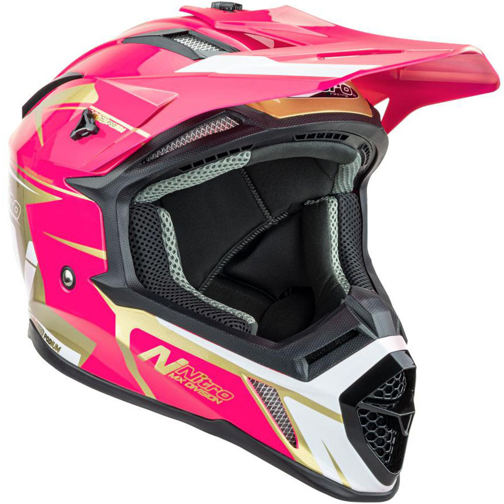 Nitro MX760 Pink/White/Gold Helmet - Nitro Helmets
