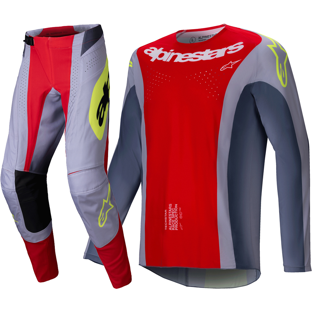 Alpinestars 2025 Techstar Melt Red/Grey Gear Set at MXstore