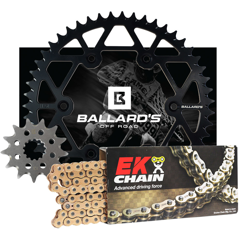Ballards Yamaha YZ250/YZ450F Black Alloy Sprocket & Gold MX Race Chain ...