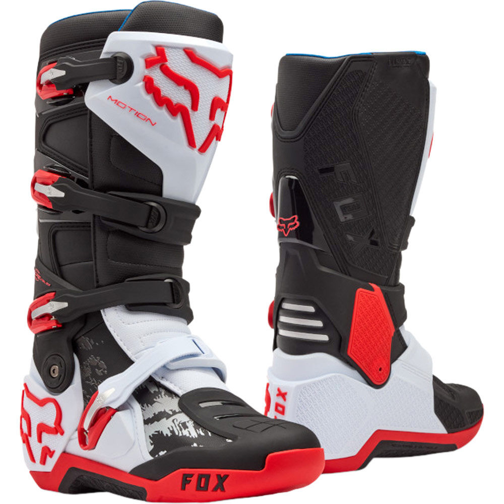 Fox 2026 Motion White/Flo Red Boots at MXstore