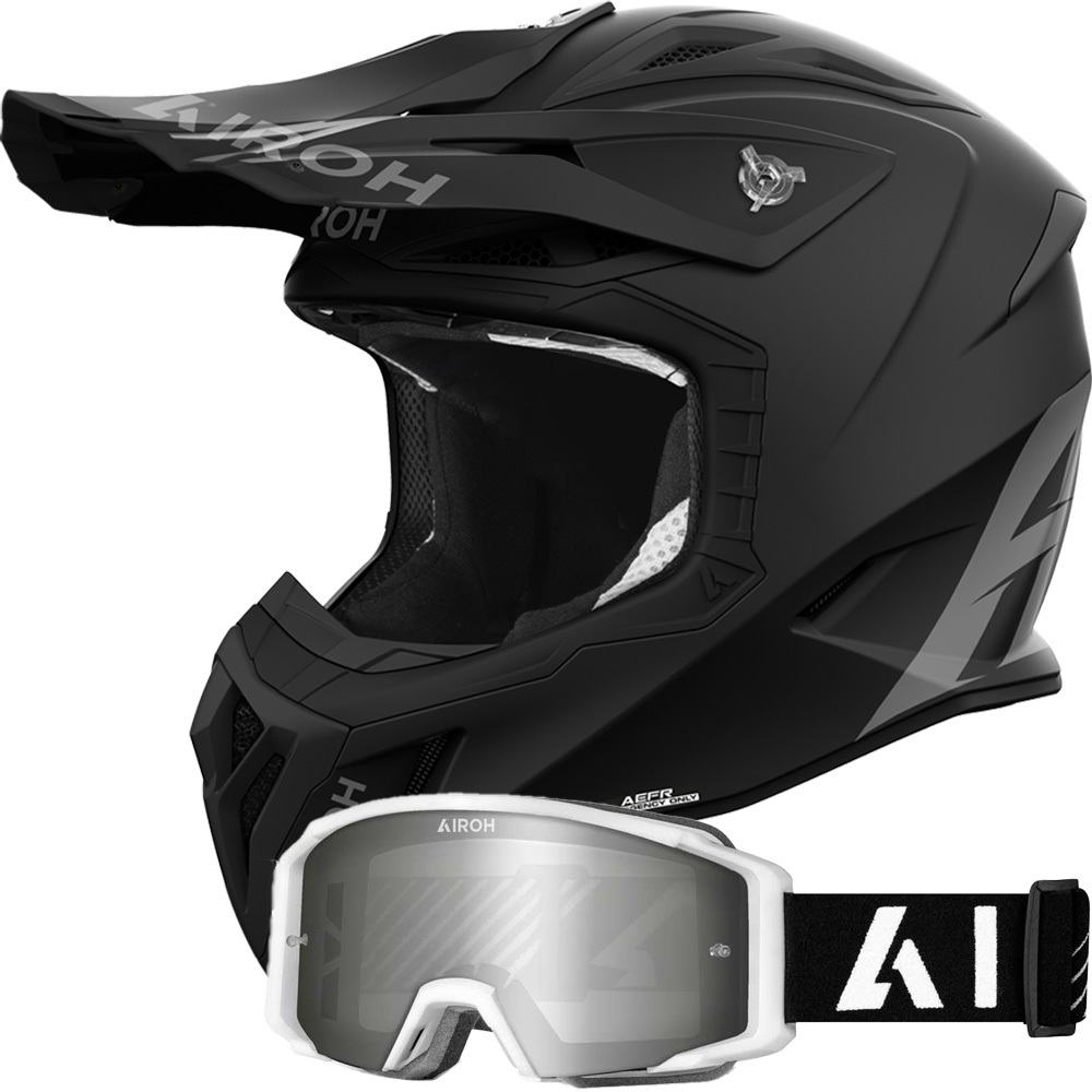 Airoh Aviator ACE 2 Solid Matte Black Helmet & Goggles at MXstore