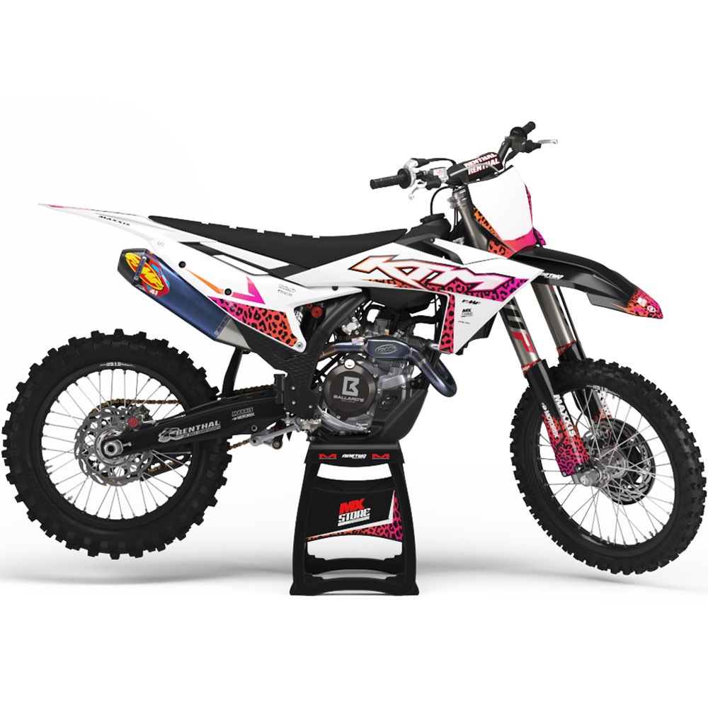 Ninetwo Decals KTM 50SX 02-08 Pink Orange w/ White BGS Leopard Graphics ...