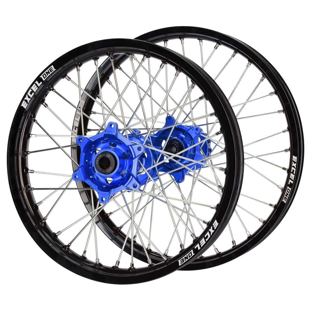 SM Pro/Excel One Yamaha WR250/450F 19-24 21"/18" Blue/Black Wheel Set - SM Pro Wheels