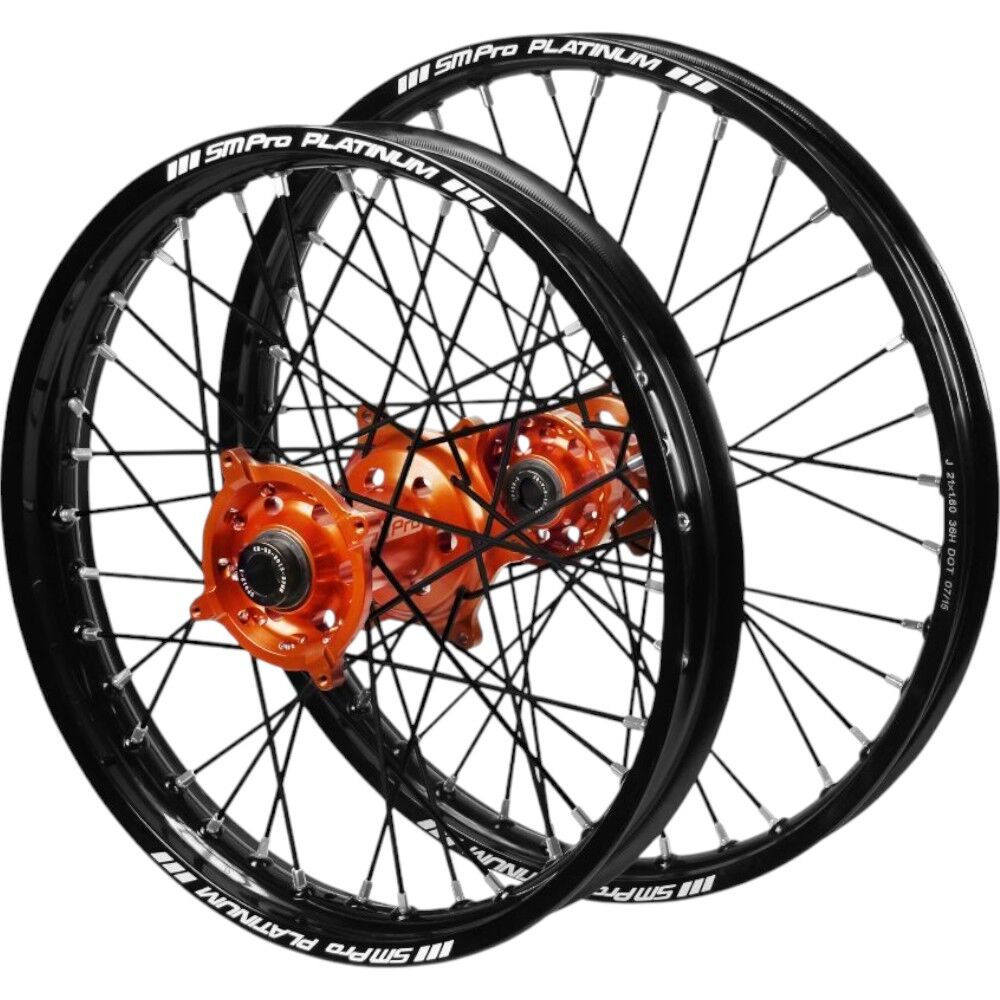 SM Pro Platinum KTM 85 SX SW 2025 17"/14" Orange/Black/Black Wheel Set ...