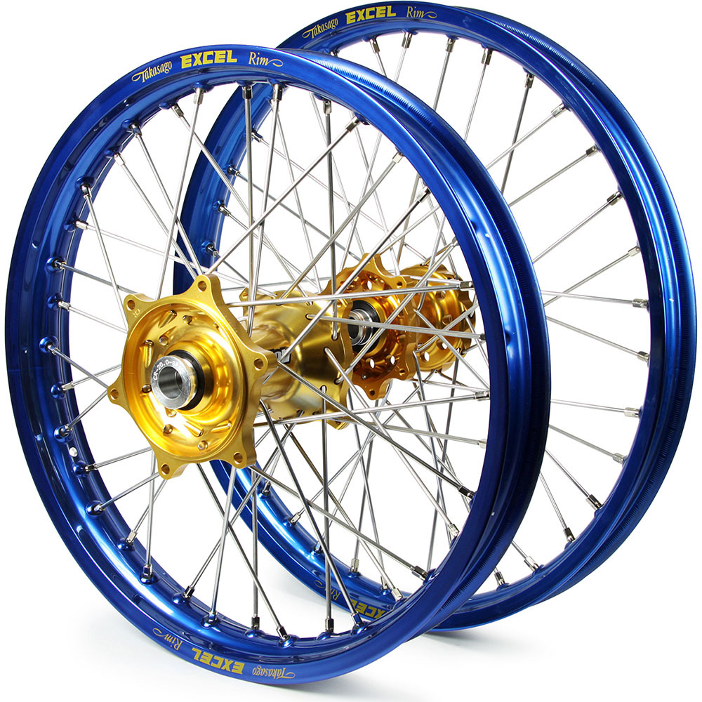 Talon/Excel Takasago Yamaha YZ250/450F 14-25 21"/19" Blue/Gold Wheel ...